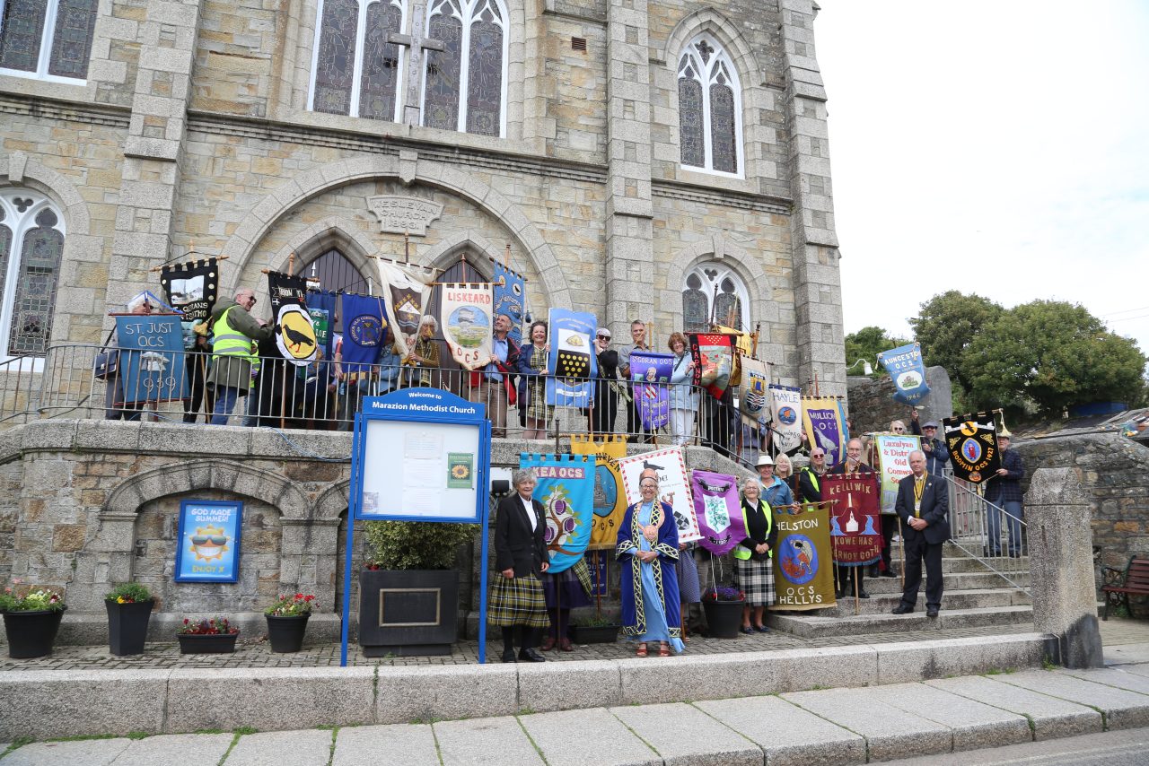 Federation of Old Cornwall Societies banners on Gorsedh Day - Gorsedh ...