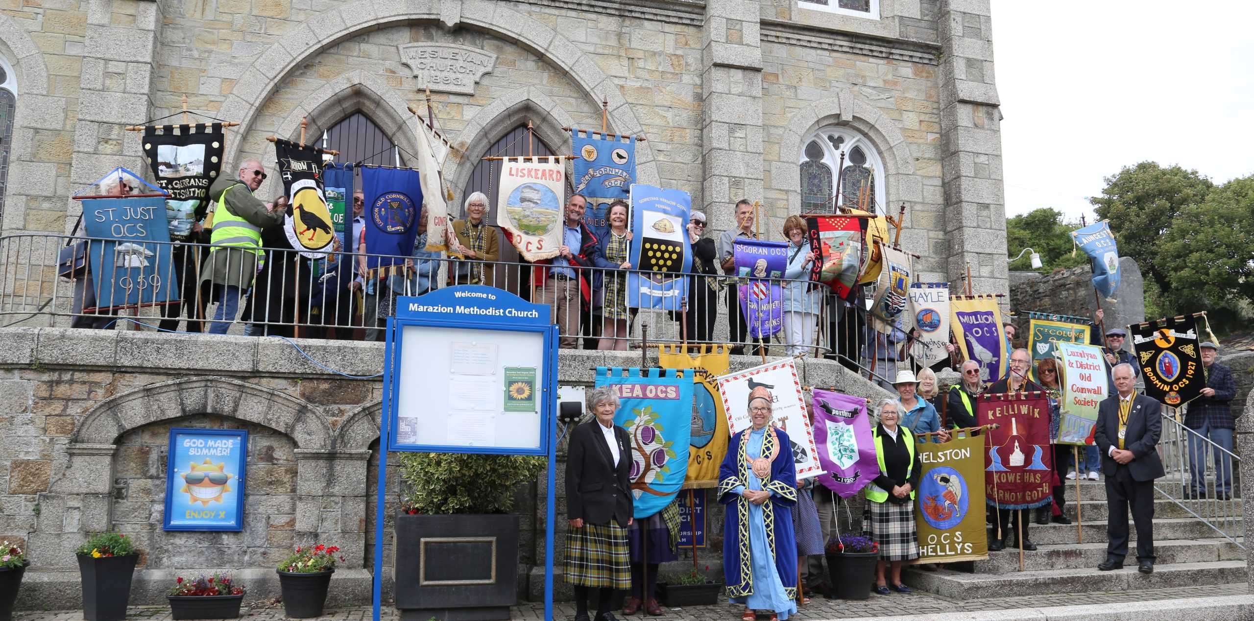 Federation of Old Cornwall Societies banners on Gorsedh Day - Gorsedh ...